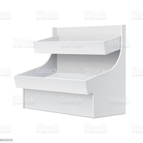 슈퍼마켓바닥 디스플레이 랙 선반 모의 와 빈 빈 디스플레이 흰색 배경에 격리된 그림입니다 설계 준비 완료 제품 광고 벡터