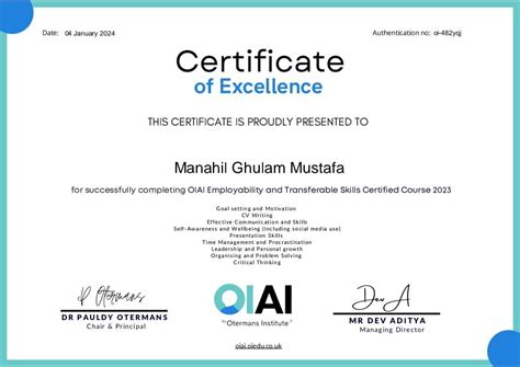 Manahil Mustafa On Linkedin I Am Excited To Share That I Have Completed The Oiai Employability And
