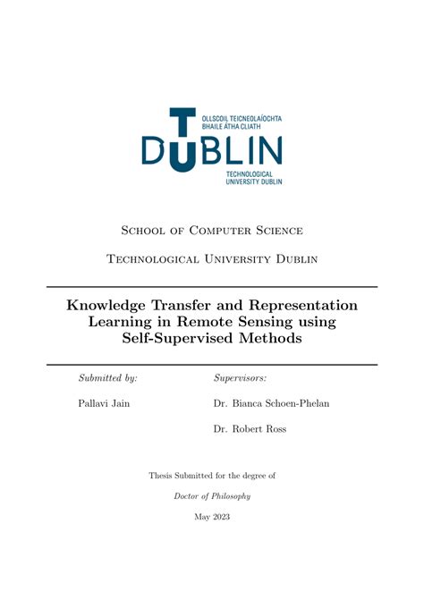 Pdf Knowledge Transfer And Representation Learning In Remote Sensing