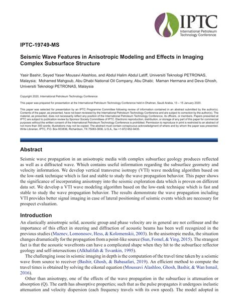 Pdf Seismic Wave Features In Anisotropic Modeling And Effects In Imaging Complex Subsurface