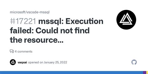 Mssql Execution Failed Could Not Find The Resource Microsoft