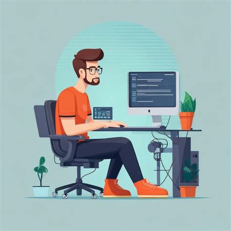 Premium Ai Image Animation Style Vector Illustration Of Programmer Flat Stylized