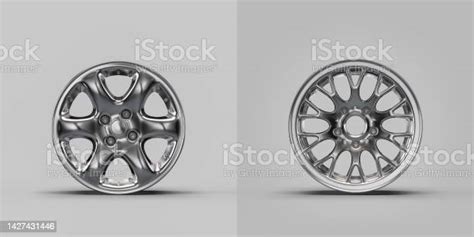 반짝이는 실버 금속 합금 알루미늄 자동차 림은 정면보기에서 흰색 배경에 격리되어 3d 렌더링됩니다 가장자리에 대한 스톡 사진 및 기타 이미지 Istock