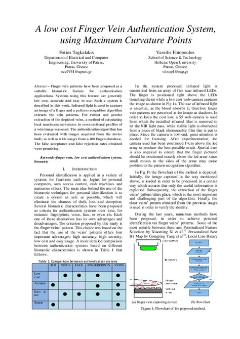 Pdf A Low Cost Finger Vein Authentication System Using Maximum Curvature Points