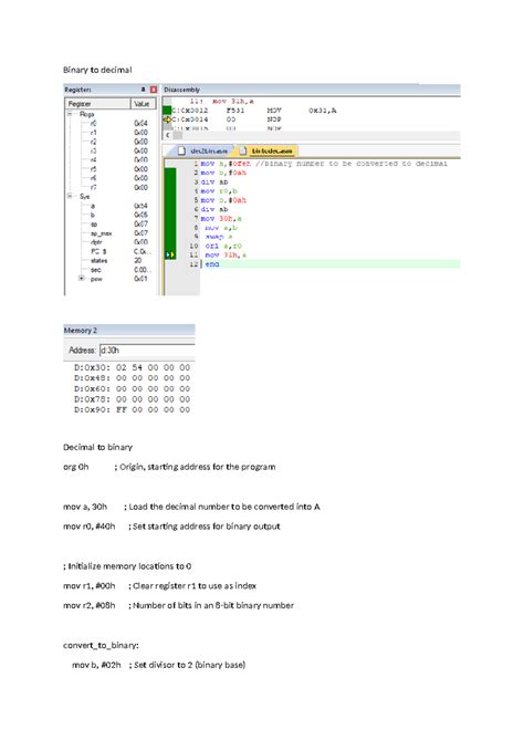 Binary To Decimal 8051 Binary To Decimal Decimal To Binary Org 0h