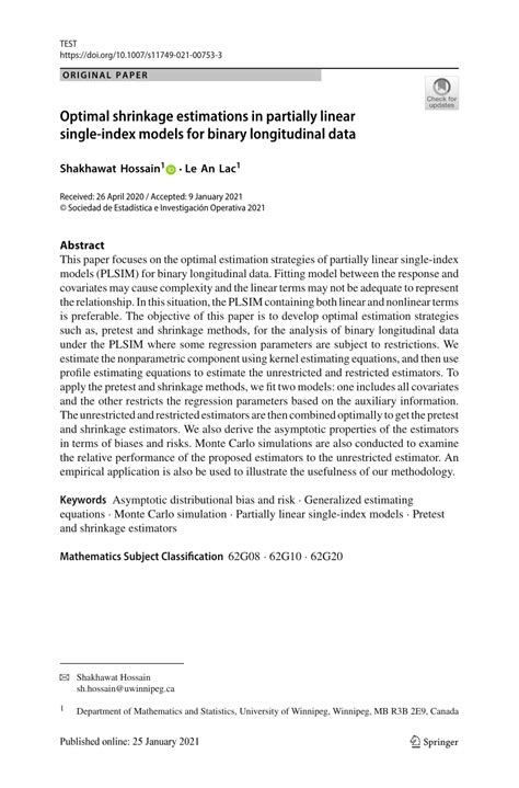 pdf optimal shrinkage estimations in partially linear single index models for binary