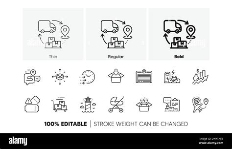 Get Box Supply Chain And Parcel Delivery Line Icons For Web App Printing Line Icons Vector