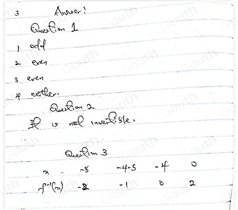 Solved Question Determine Whether Each Table Of Values Represents An Even Function An Odd