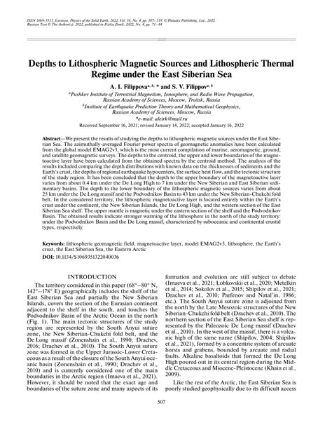 Pdf Depths To Lithospheric Magnetic Sources And Lithospheric Thermal Regime Under The East