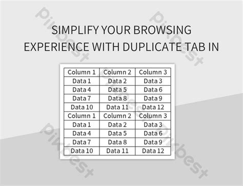 Simplify Your Browsing Experience With Duplicate Tab In Excel Template Free Download Pikbest
