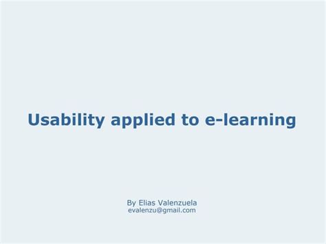 Usability Applied To E Learning Ppt