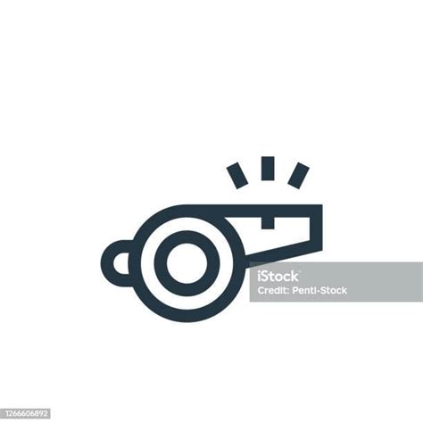 흰색 배경에 격리 된 휘파람 벡터 아이콘 개요 웹 사이트 디자인 및 모바일 응용 프로그램 개발을위한 얇은 라인 휘파람 아이콘 얇은 선 휘파람 윤곽선 아이콘 벡터