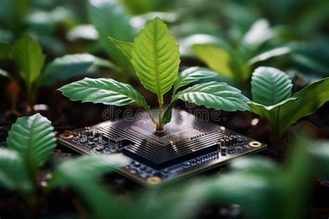 Plant Growing From Processor Grow Nature Computer Hardware Ecology Sustainable Eco Friendly