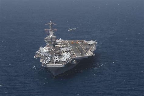 The Nimitz Class Aircraft Carrier Uss George Hw Bush Cvn 77 Transits The Gulf Of Aden
