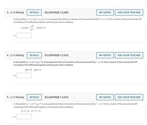 Solved In This Problem X C1cost C2sint Is A Two Parameter Chegg Com