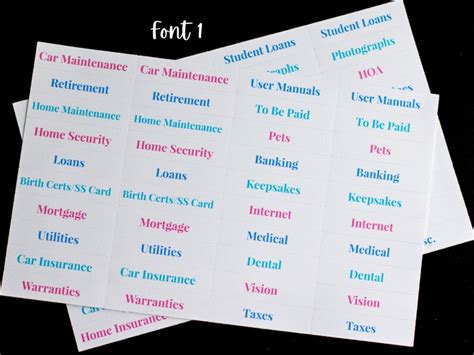 Household Files Labels File Folder Labels Home File Box Labels Home Records Labels Household