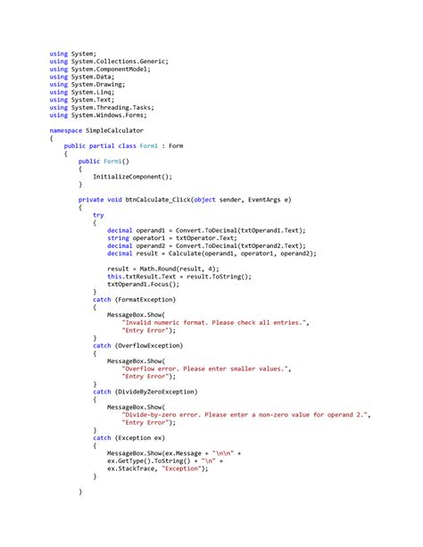 Exception Handling Using System Using Systemcollections Using System Using System Using