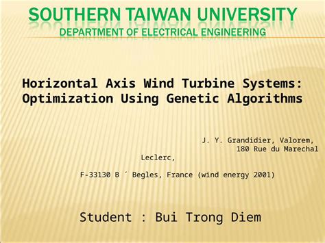 Ppt Horizontal Axis Wind Turbine Systems Optimization Using Genetic