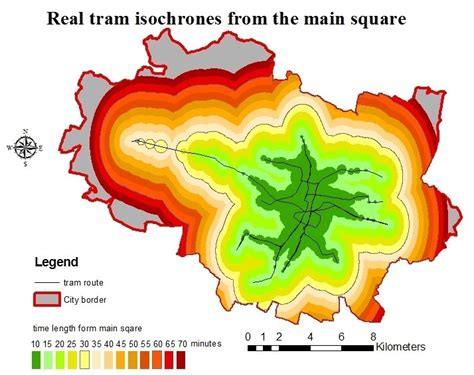 Real Time Isochrones From The Main Square In Wrocław The Word Isochrone Download Scientific