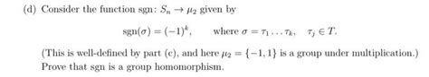Solved Consider The Symmetric Group Sn With N 2 A