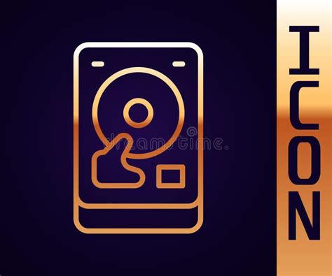 Gold Line Hard Disk Drive Hdd Icon Isolated On Black Background Vector Stock Vector