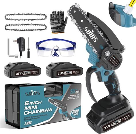 Soyus Mini Chainsaw 6inch Cordless Chainsaw Battery Powered With 2pcs 21v Batteries