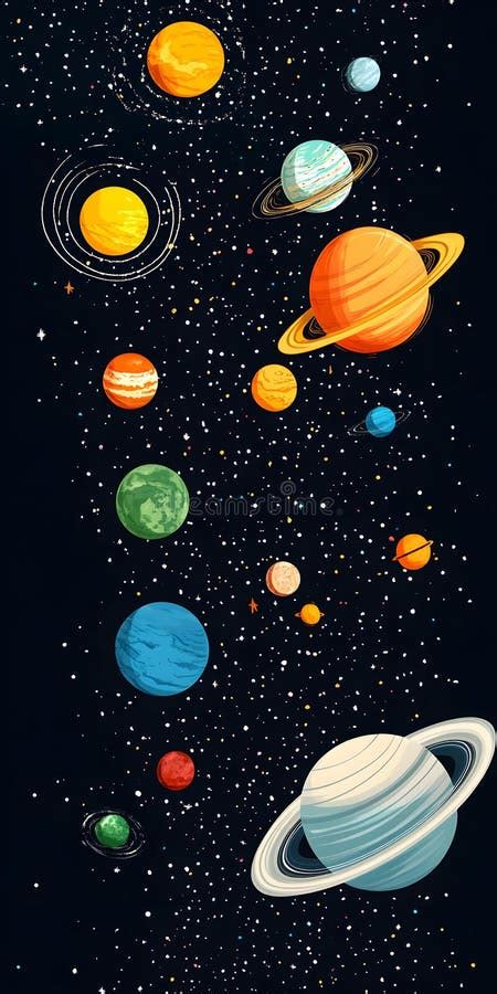 Colorful Illustration Of Planets In Our Solar System Stock Illustration