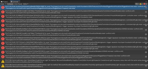 setting up new project generates guid conflicts followed by mrtk