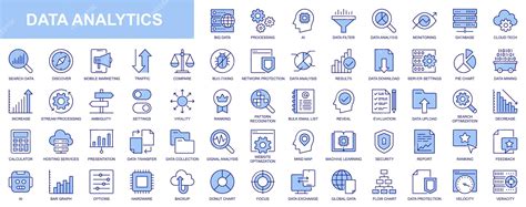Premium Vector Data Analytics Web Icons Set In Thin Line Design Pack