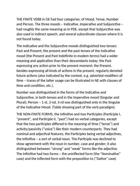 Old English Verb Classes Pdf Grammatical Tense Linguistics