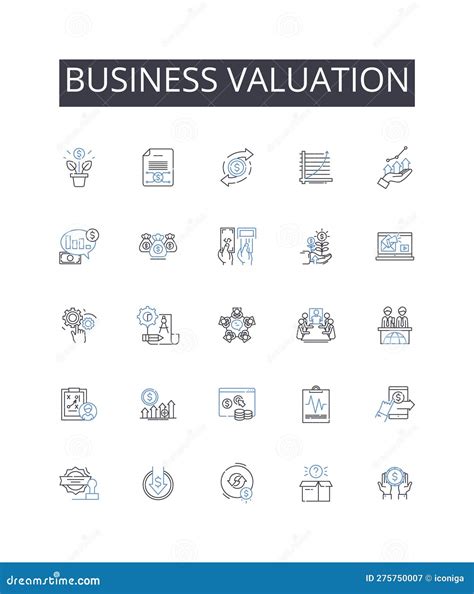 Business Valuation Line Icons Collection Asset Appraisal Property Assessment Company Worth
