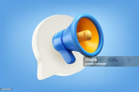 말풍선이 있는 확성기 발표 개념입니다 3d 벡터 일러스트 레이 션 3차원 형태에 대한 스톡 벡터 아트 및 기타 이미지 3차원 형태 스피커 아이콘 Istock