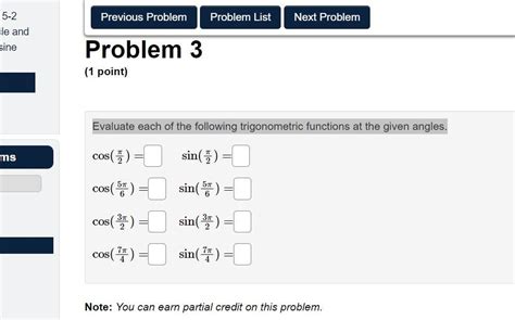 Solved 5−2 Le And Problem 3 1 Point Evaluate Each Of The