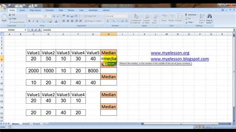 Ms Excel Median Formula English Youtube
