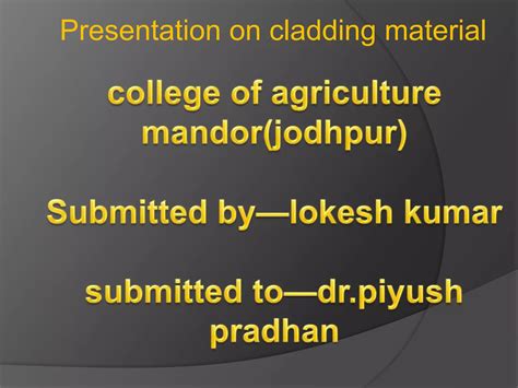 Cladding Material Ppt