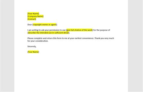 copyright permission request letter copyright permission request
