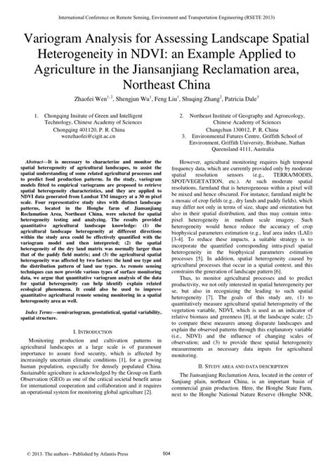 Pdf Variogram Analysis For Assessing Landscape Spatial Heterogeneity