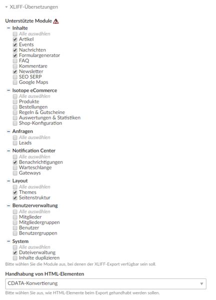 xliff export contao2xliff