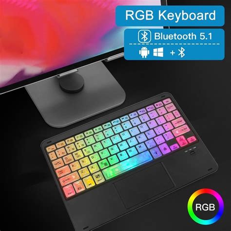 Jual RGB Bluetooth Keyboard Transparent Crystal With Touch Pad Wireless Universal Keyboard