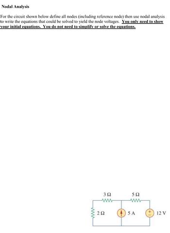Answered Nodal Analysis For The Circuit Shown Below Define All Nodes Including Reference Node