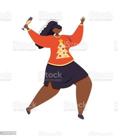 크리스마스 스웨터를 입은 즐거운 아프리카계 미국인 여성 아프리카계 미국 민족에 대한 스톡 벡터 아트 및 기타 이미지 아프리카계 미국 민족 여자 축하 Istock