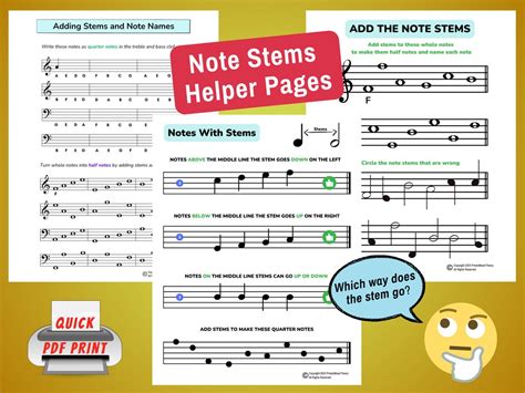 Note Stems Helper Page Name The Note Worksheets Adding Note Stems