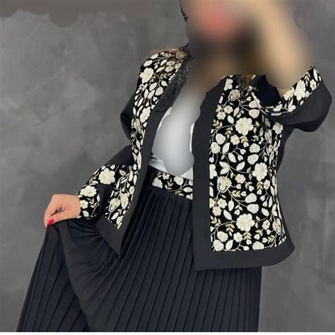 خرید و قیمت کت سوزن دوزی شده و دامن پلیسه از غرفه پوشاک بانوان پینک مد