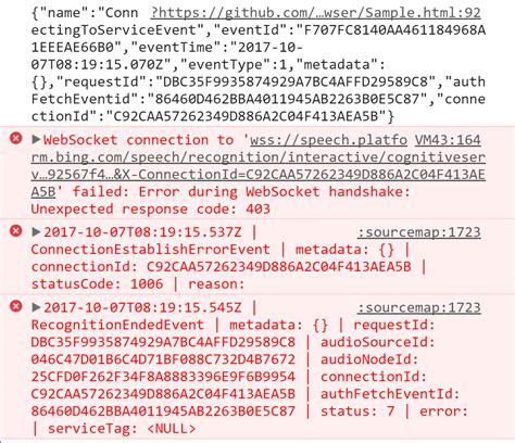 Getting 403 Issue 38 Azure Samples SpeechToText WebSockets