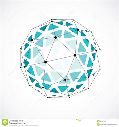 Abstract Vector Low Poly Object With Black Lines And Dots Connected
