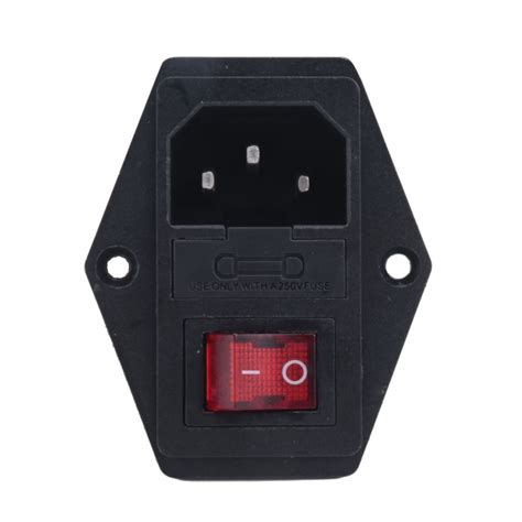 3 контактный Iec320 C14 входной модуль вилка предохранитель переключатель мужской разъем питания