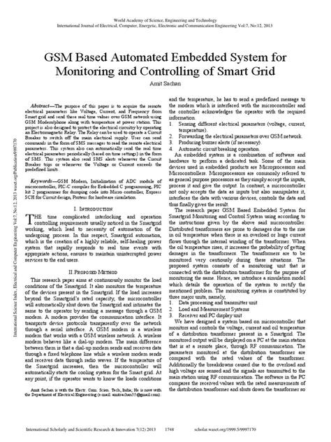 Monitoring And Controlling Smart Grid Systems Through Remote Sensing Of Electrical Parameters