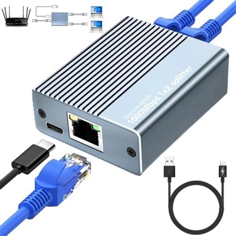 Ethernet Splitter 1 To 2 1000mbps Rj45 Lan Splitter Internet Splitter [2 Devices Simultaneously
