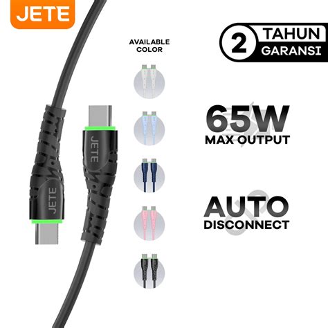 Jual Kabel Data Kabel Usb Type C To Type C Fast Charging With Led Light Jete Tiny Garansi