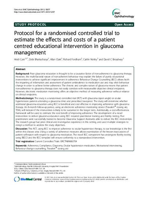 Pdf Bcc Intervention To Enhance Glaucoma Adherence